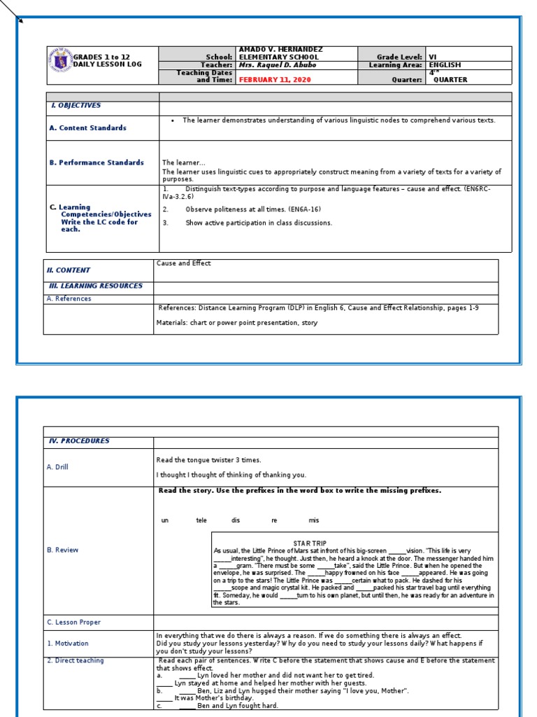Lesson Plan Q4 | PDF | Sentence (Linguistics) | Clause
