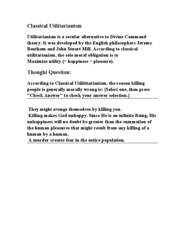 Classical Utilitarianism | PDF | Utilitarianism | John Stuart Mill