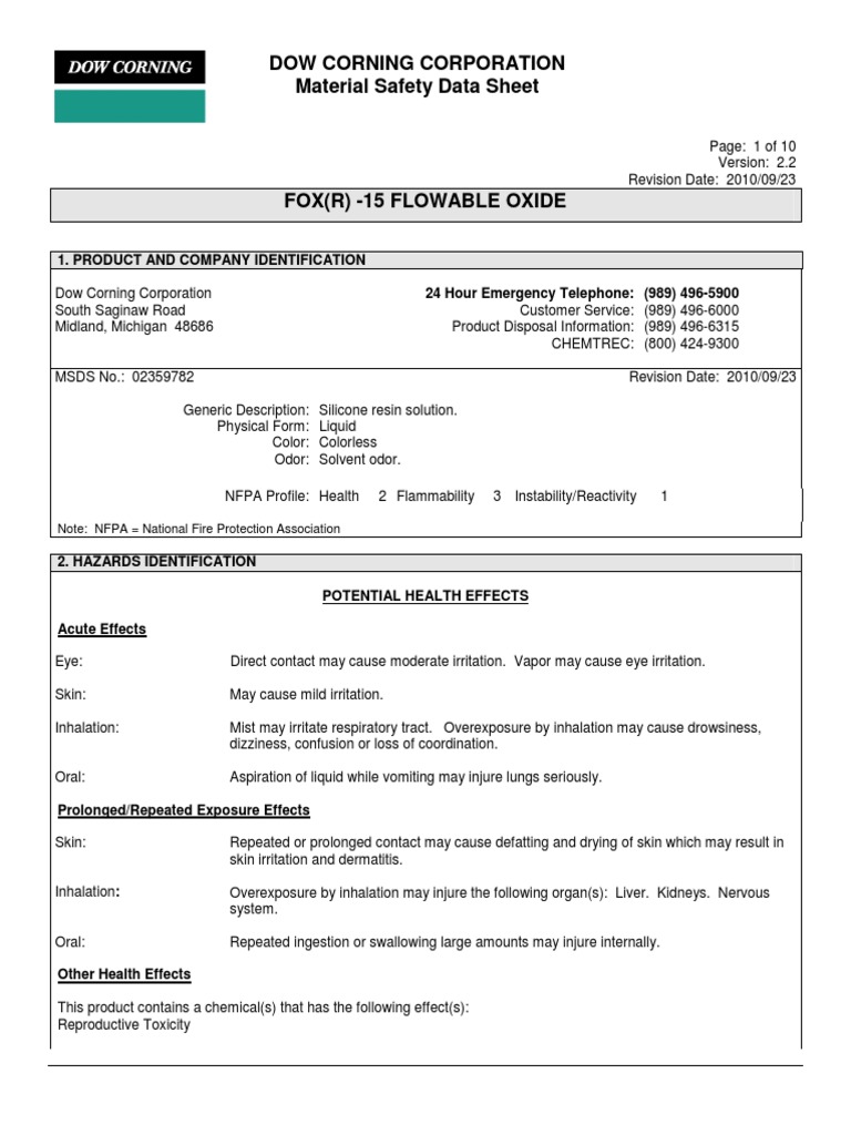 Fox-15 HSQ | PDF | Dangerous Goods | Personal Protective Equipment