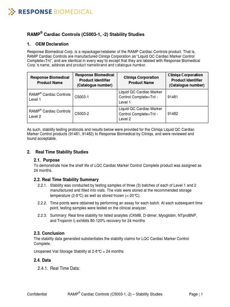 RAMP Cardiac Controls (C5003) Stability 04feb2020 PDF | PDF | Chemistry ...