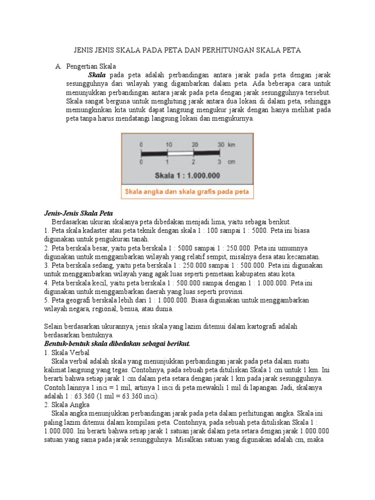 Jenis Jenis Skala Pada Peta Dan Perhitungan Skala Peta | PDF