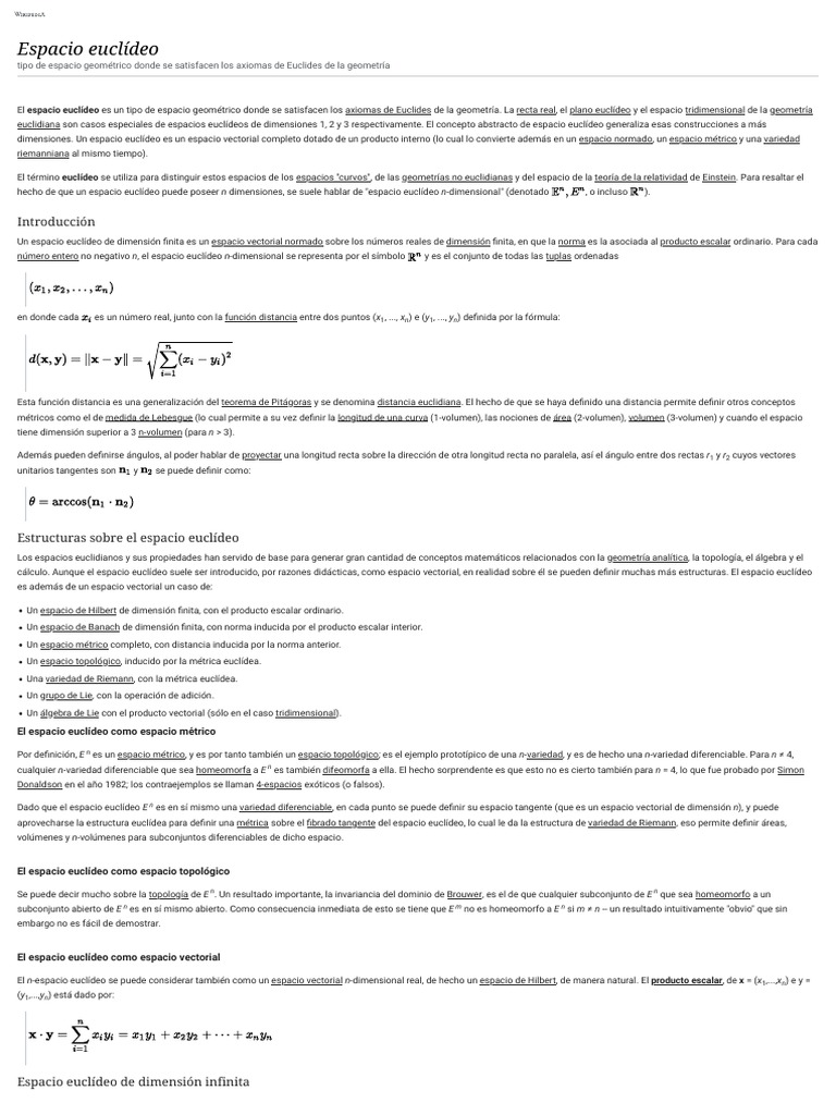 Espacio Euclídeo Pdf Espacio Euclidiano Geometría