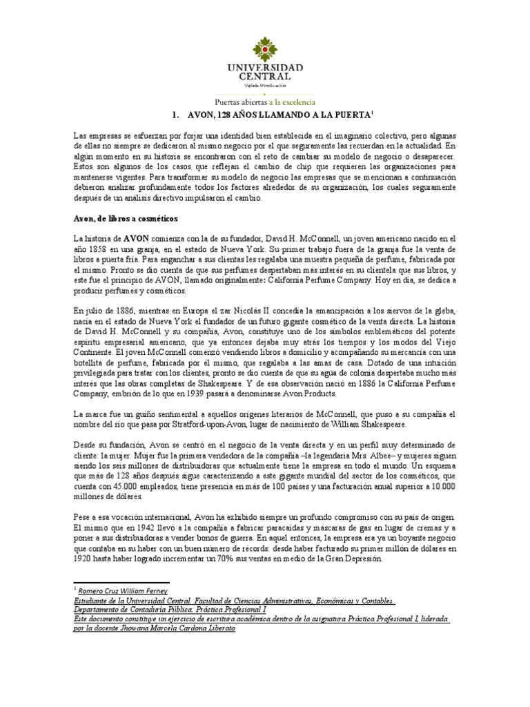 Historia de Avon: De libros a cosméticos | PDF | Hasbro | Samsung