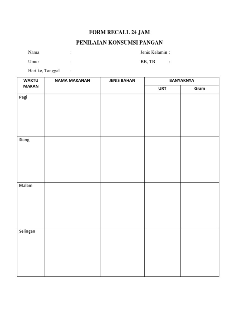 Form Recall 24 Jam PKP | PDF