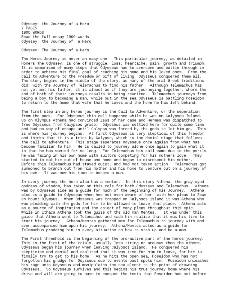 Odyssey The Journey of A Hero | PDF | Odyssey | Odysseus