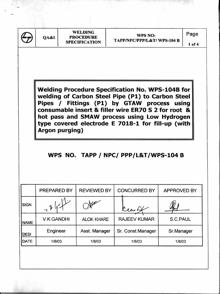 WPS-2 E7018-1 With Argon Purging