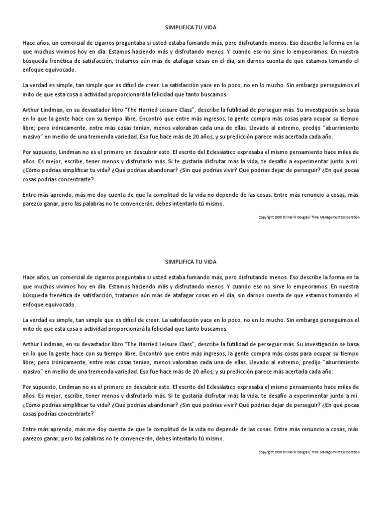Simplifica Tu Vida | PDF | Felicidad