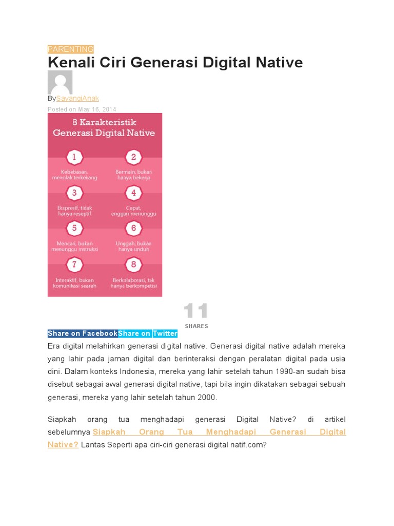 Ciri Ciri Generasi Digital | PDF