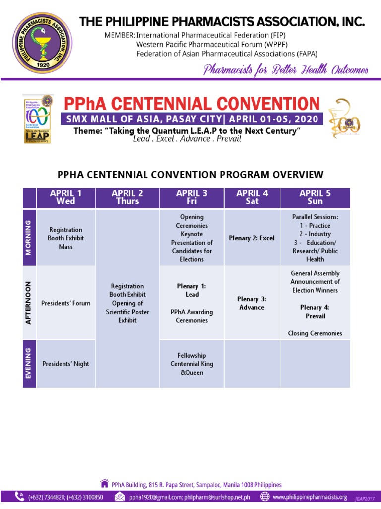PPhA CENTENNIAL CONVENTION PROGRAM OVERVIEW v2.0 | PDF