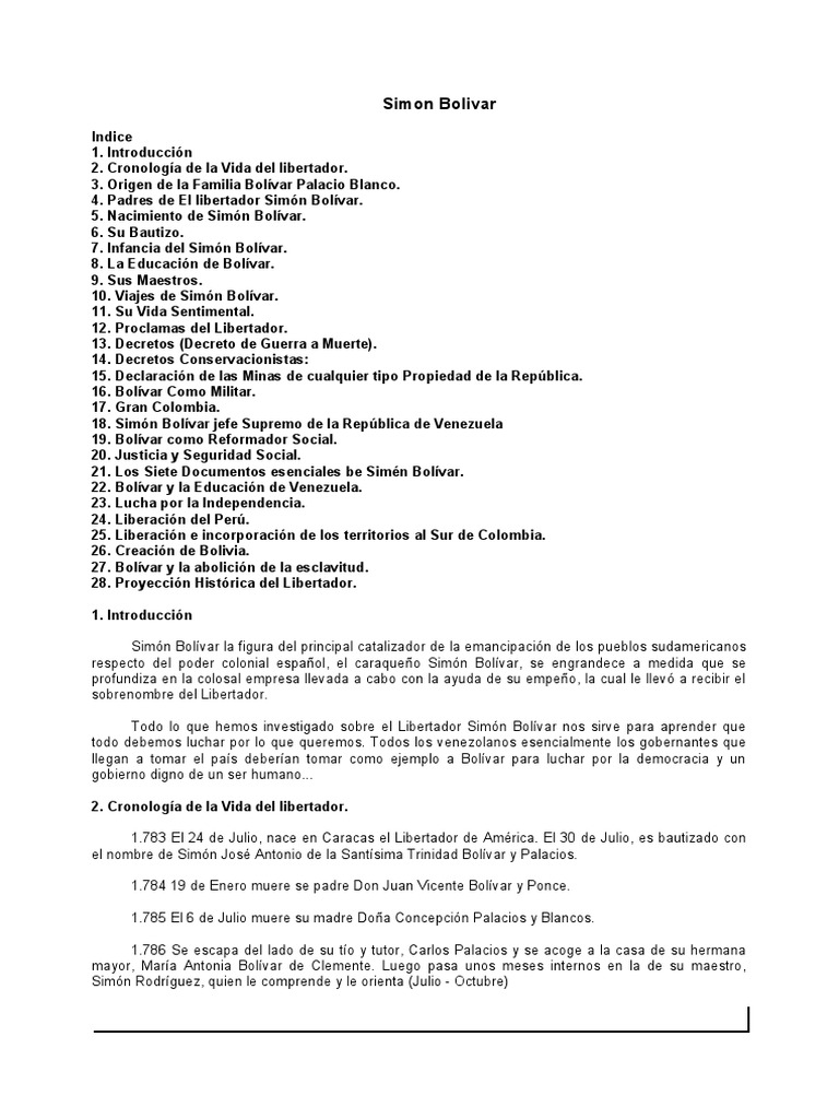 HISTORIA DE Simon Bolivar | PDF | Venezuela | Perú