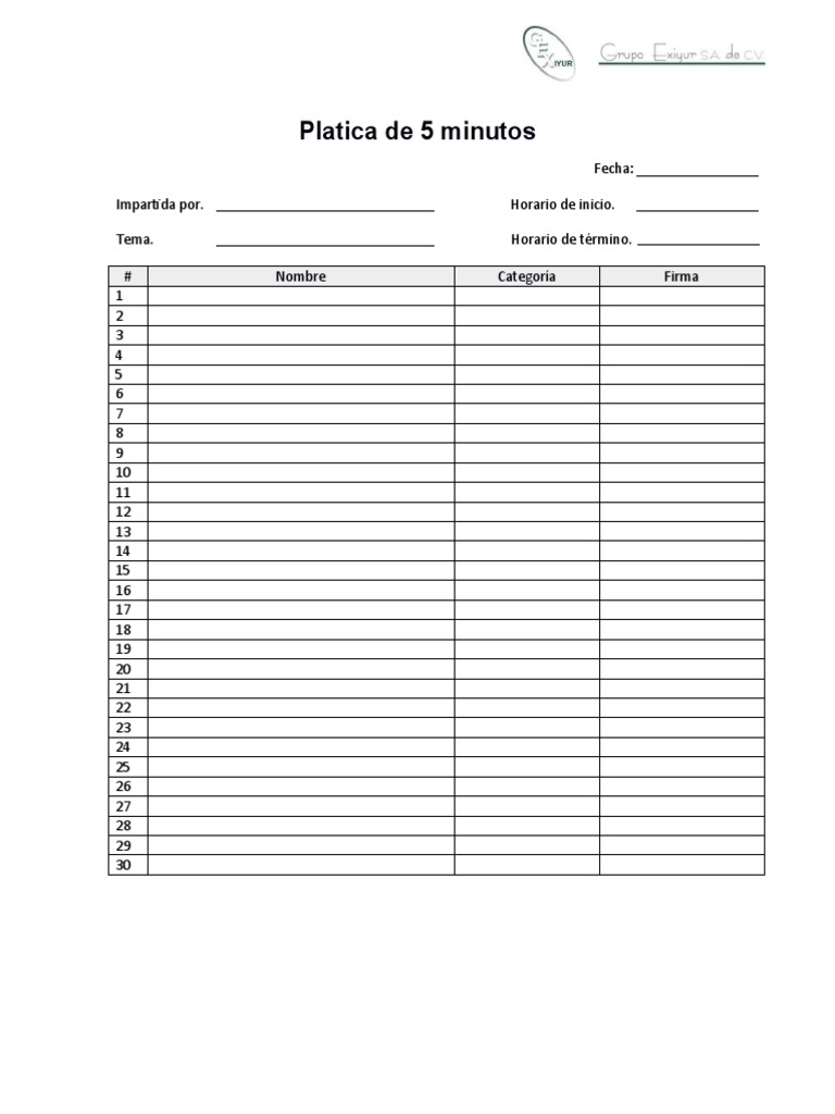 Platica de 5 Minutos | PDF