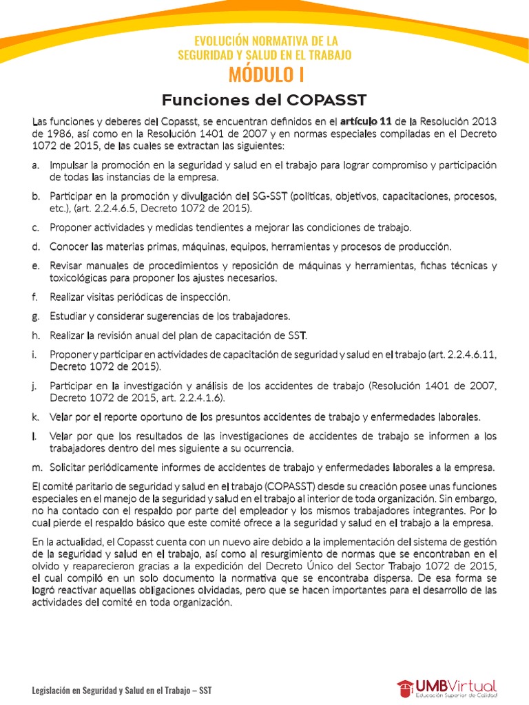 Funciones Del COPASST | PDF | Business | Bienestar