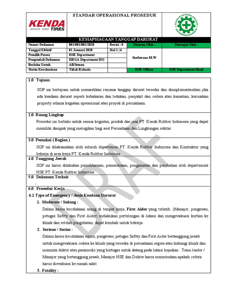 Sop Emergency Response Plan | PDF
