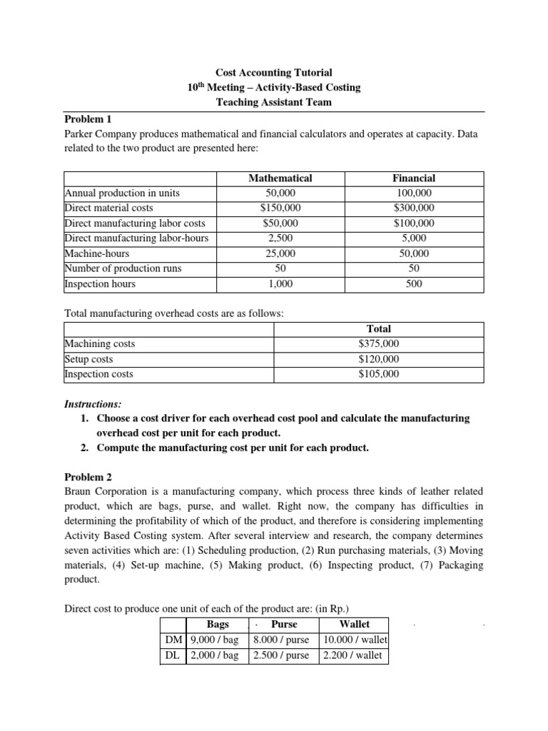 Cost Accounting Tutorial 10 - Problem | PDF | Management Accounting ...