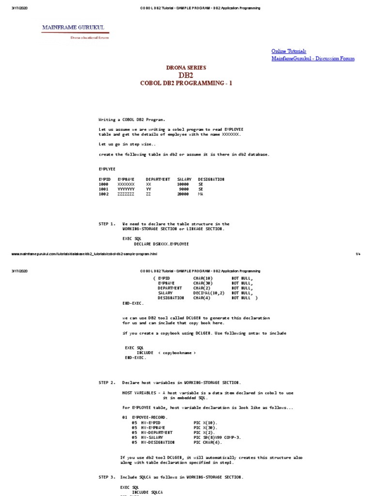 COBOL DB2 Tutorial | PDF | Computer Programming | Information Technology Management