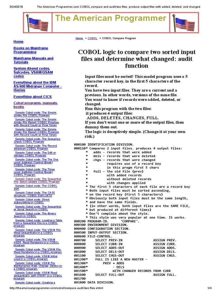 COBOL Compare and Audit Two Files Example2 | Download Free PDF | Ibm System I | Software Development