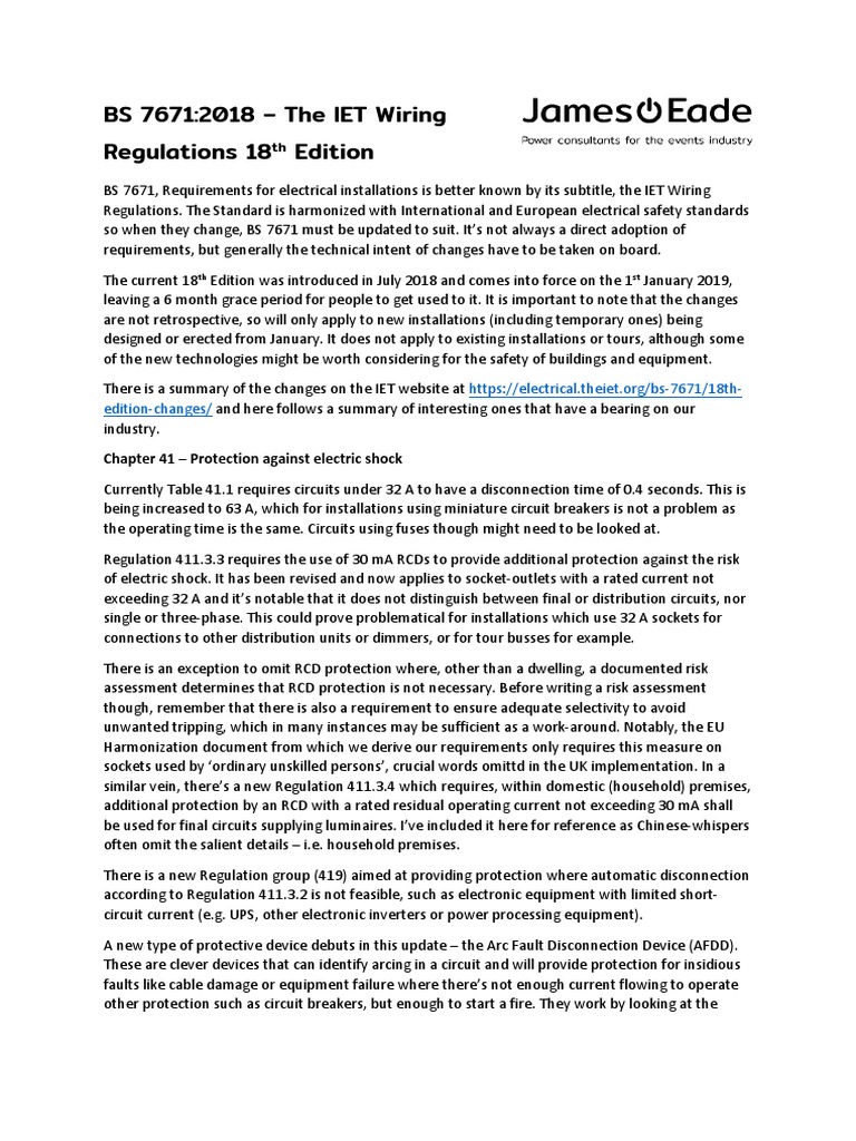 IET Wiring Regulations 18th Edition Updates | PDF | Power Engineering ...