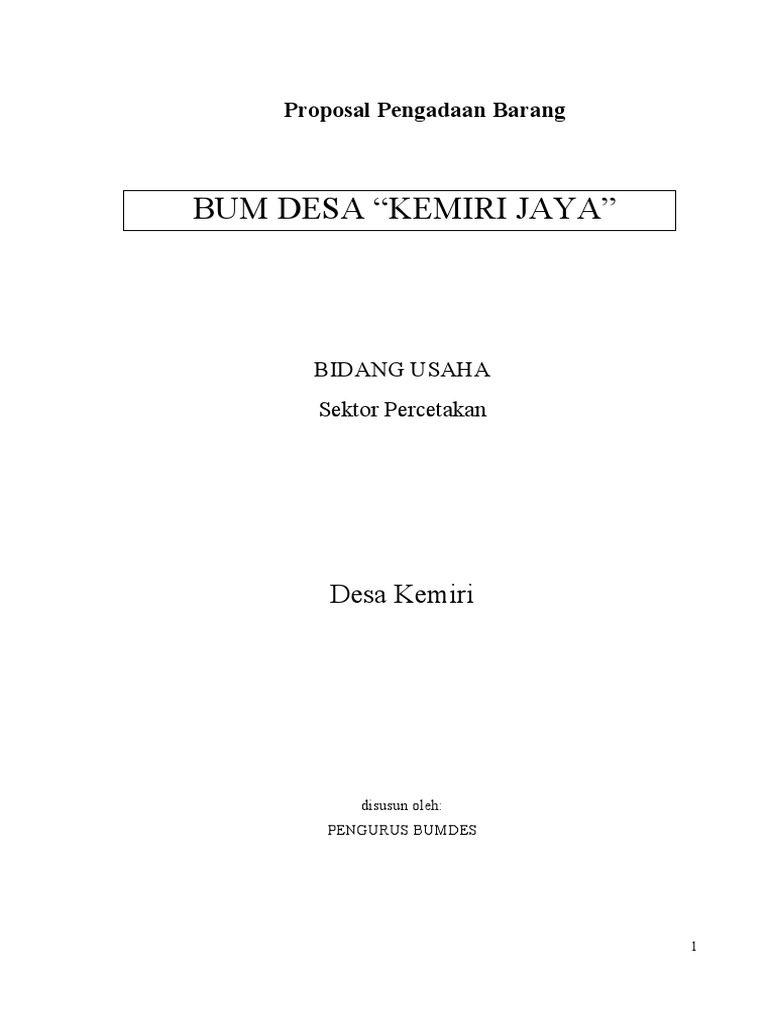 Proposal BUMDes Rencana Usaha | PDF