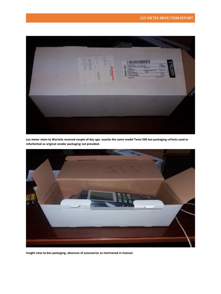 Lux Meter Inspection Report | PDF