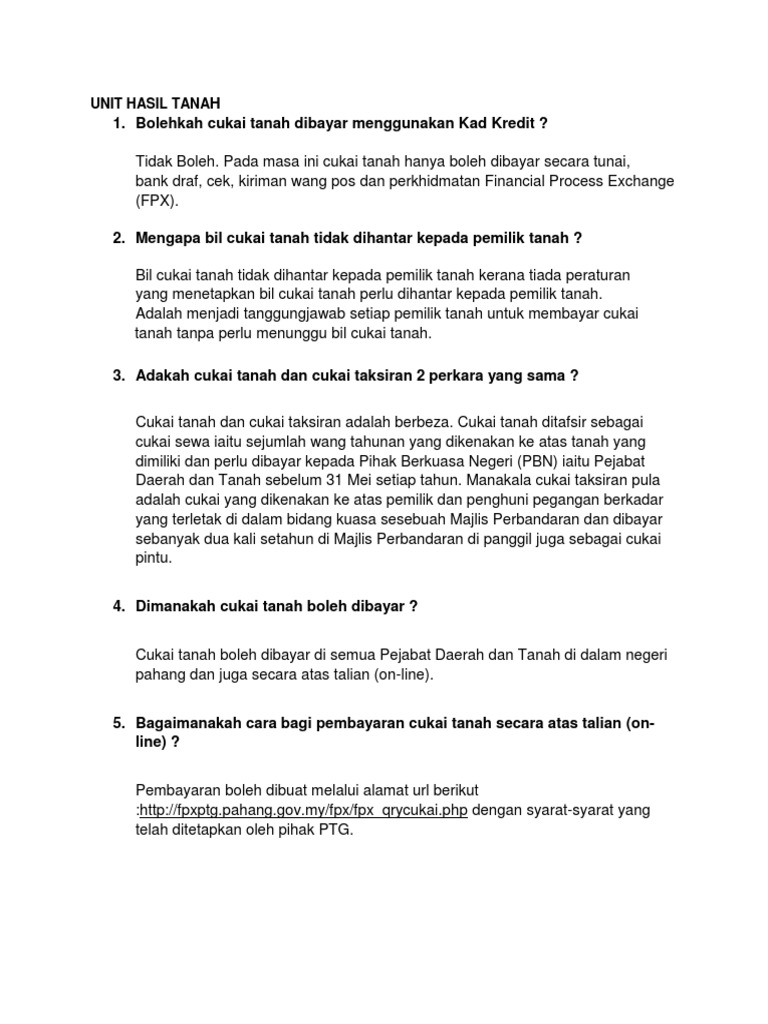 Unit Hasil Tanah | PDF