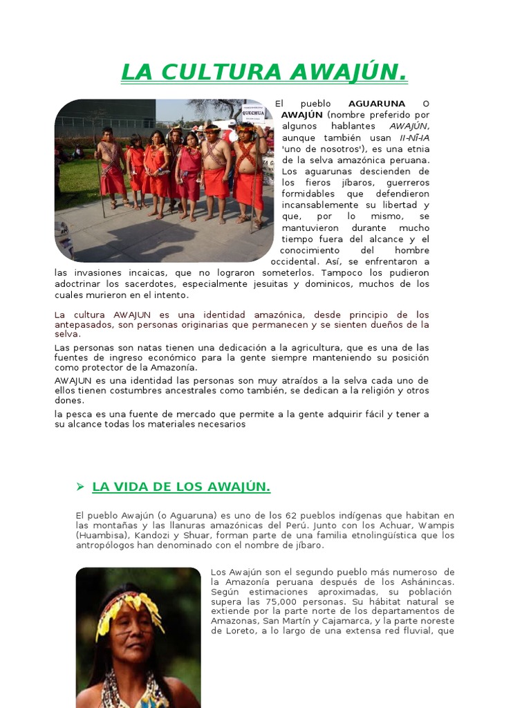 Cultura y vida del pueblo Awajún | PDF