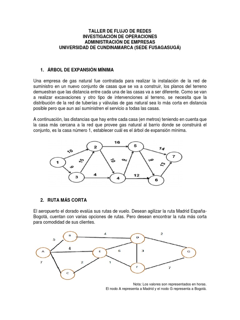 Taller de Redes: Optimización y Flujos | PDF | Bogotá | Madrid