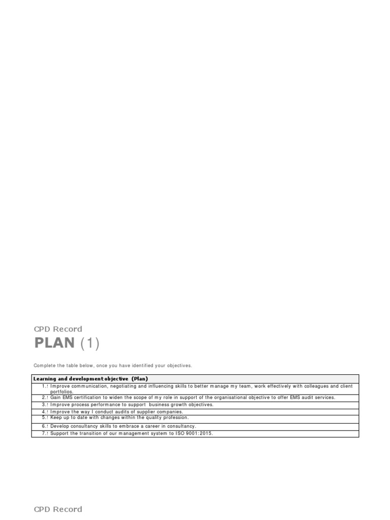 IRCA CPD Log Example | PDF | Iso 9000 | Business