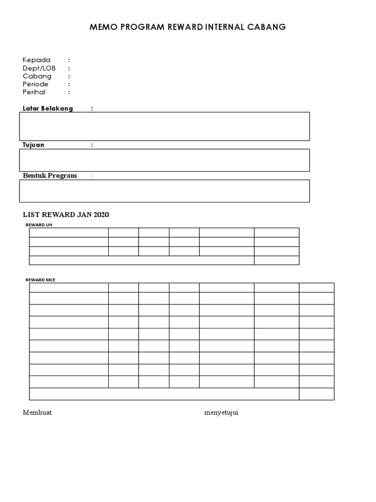 Memo Program Reward 2020 | PDF