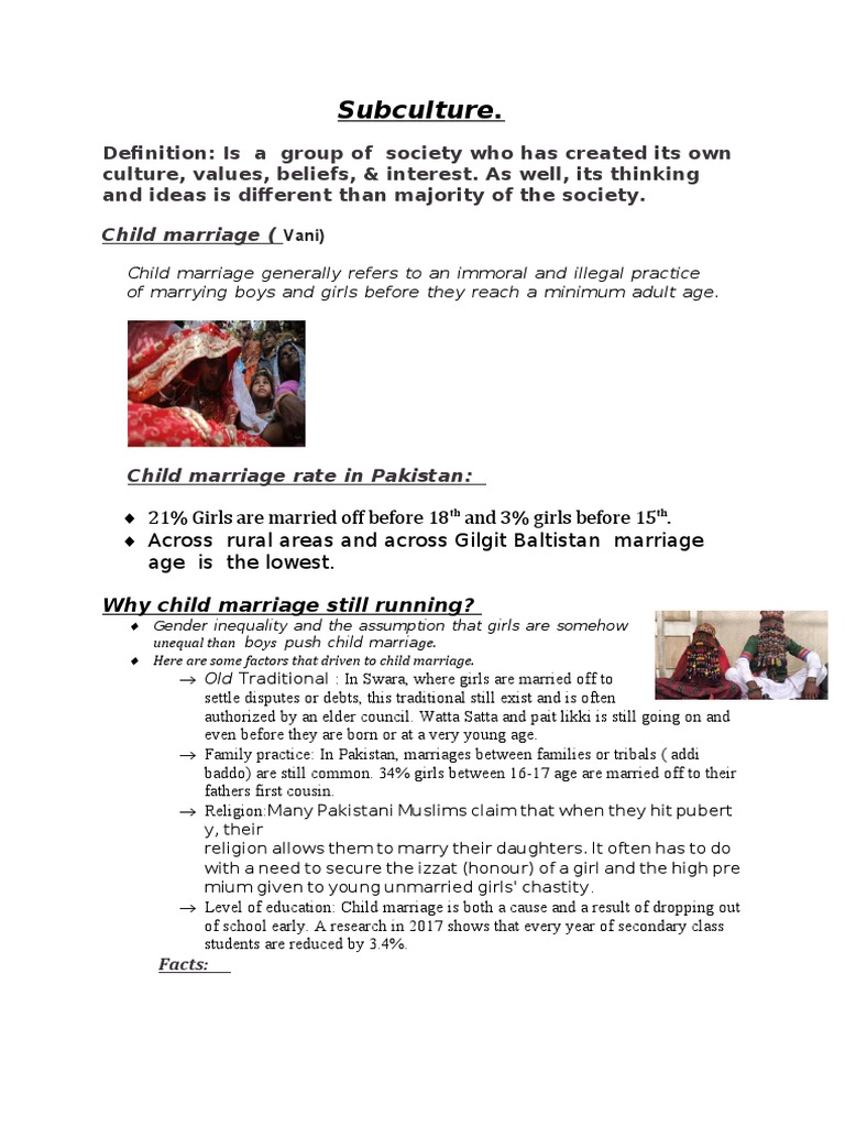 Subculture | Download Free PDF | Child Marriage | Marriage