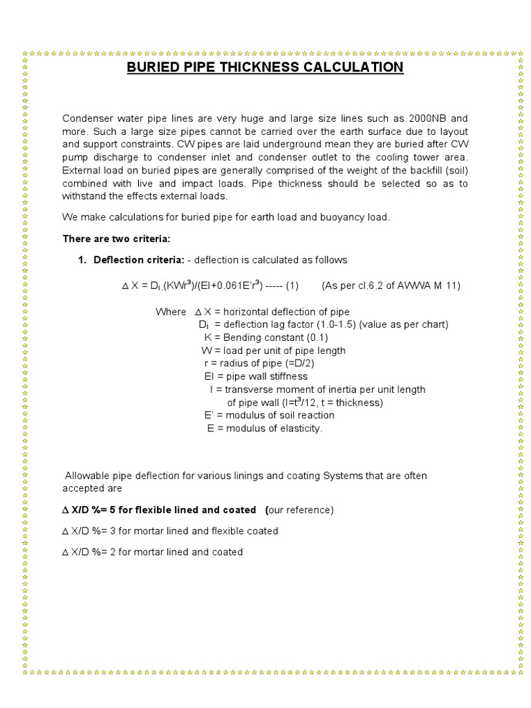 Buried Pipe Thickness Calculations-Guidelines | PDF | Buckling | Young's Modulus