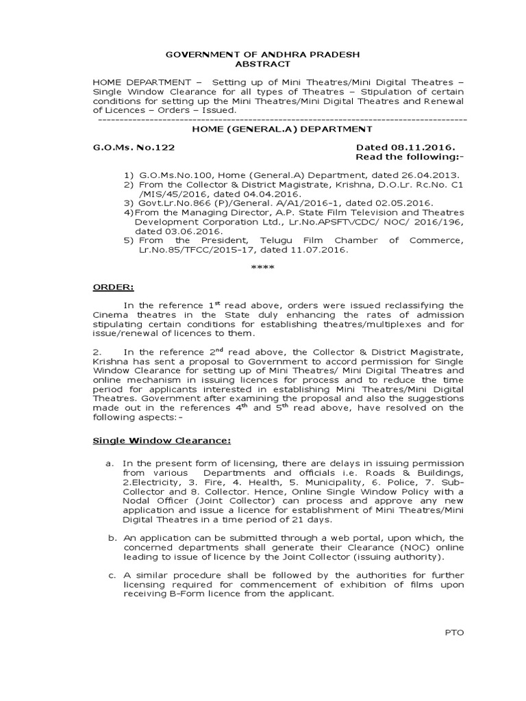 GO Ms No 122-08 11 2016 | PDF | License | Business