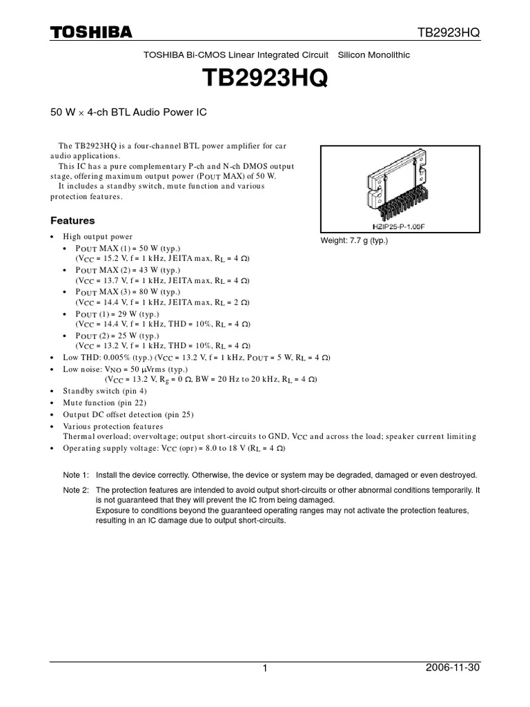 TB2923HQ e 061130-47157 | PDF | Signal Processing | Capacitor