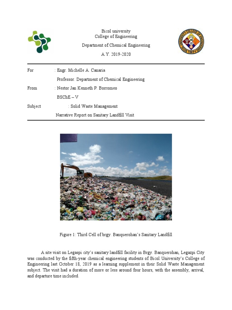 Narrative Report of Landfill Visit | PDF | Landfill | Compost