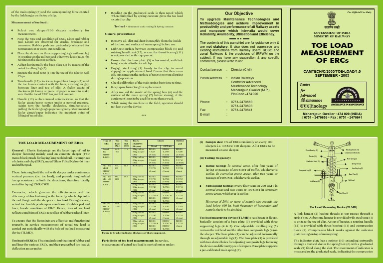 Pamphlet On Toe Load Measurement On ERCs | PDF | Track (Rail Transport ...