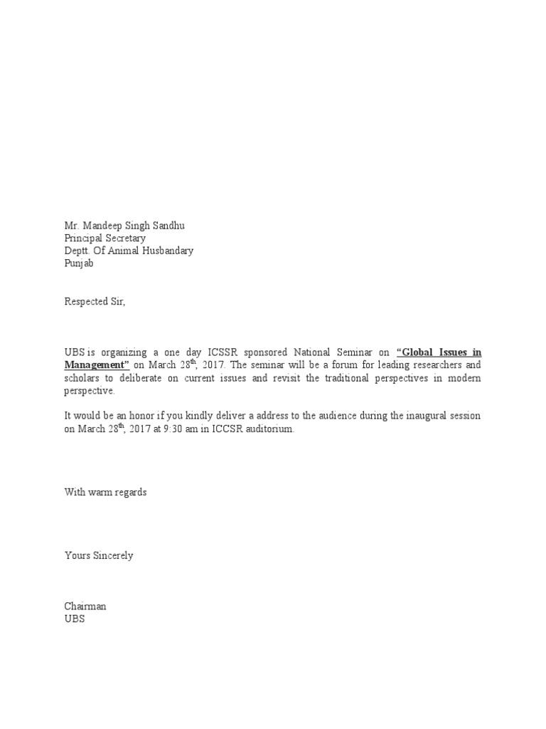 Letters For Chief Guest | PDF