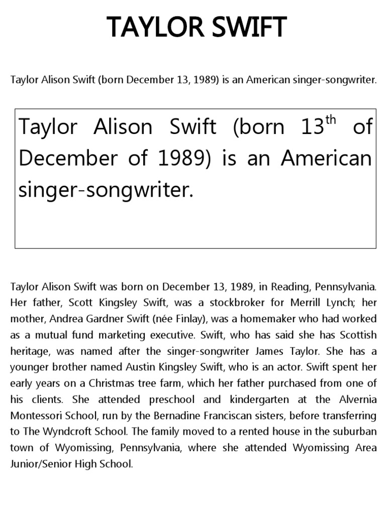 Taylor Swift | PDF | Taylor Swift | Popular Music