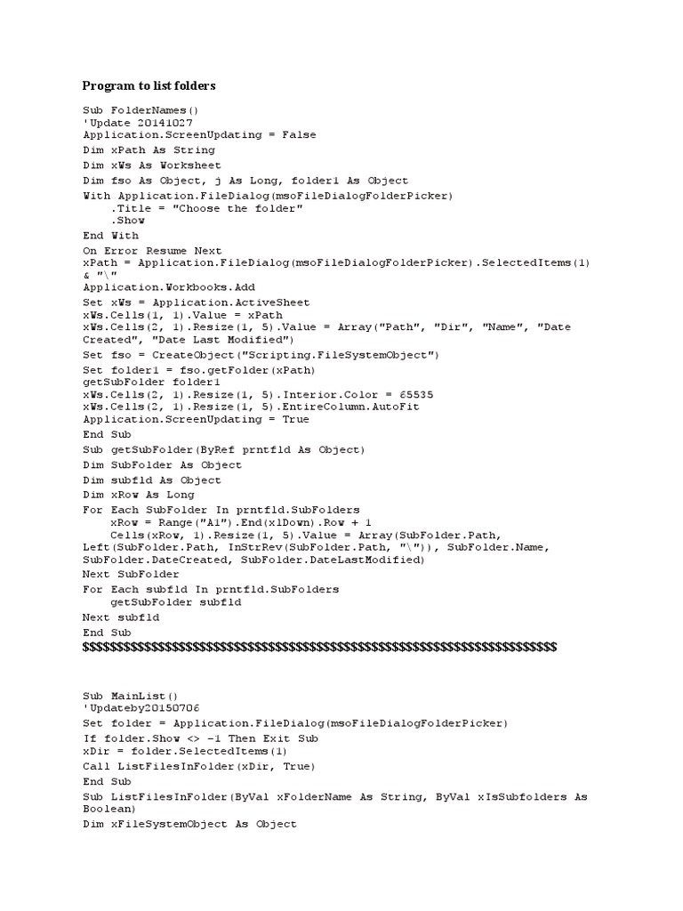 Program To List Folders | PDF | Data Management | Software Engineering