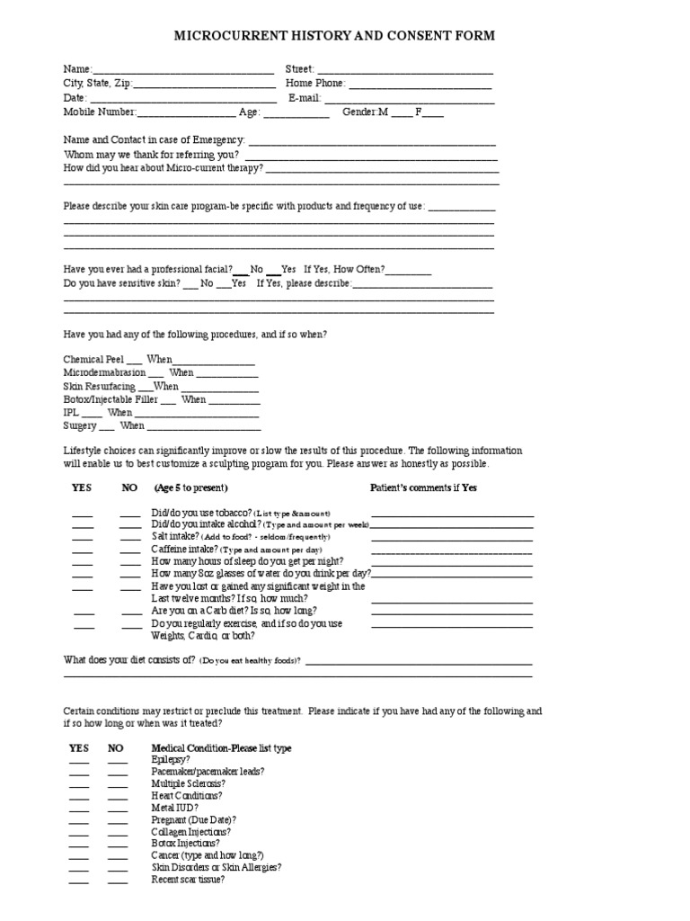 MicroCurrent Consent Form 2 | PDF | Consent | Artificial Cardiac Pacemaker