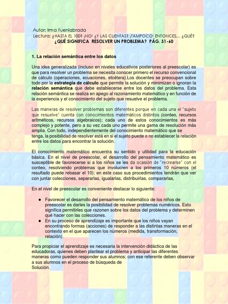 ¿Qué Significa Resolver Un Problema | PDF | Educación de la primera ...