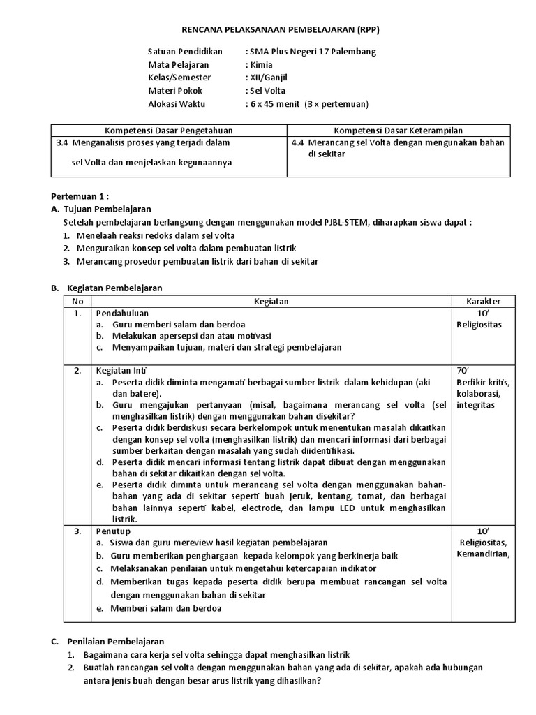 Contoh RPP Kimia-Merdeka Belajar | PDF