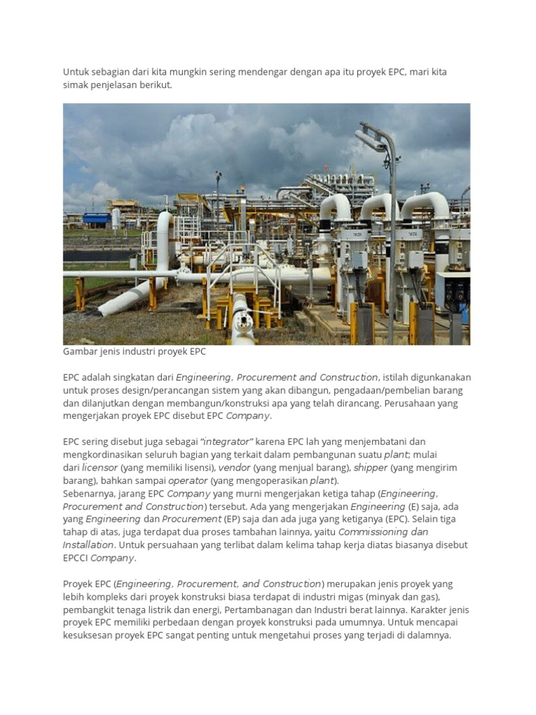 Memahami Proyek EPC dan Perusahaannya | PDF