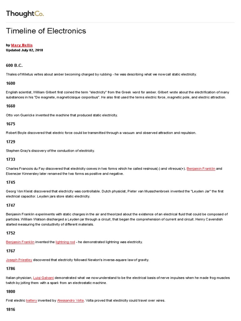 Electricity Timeline | PDF | Electricity | Alternating Current