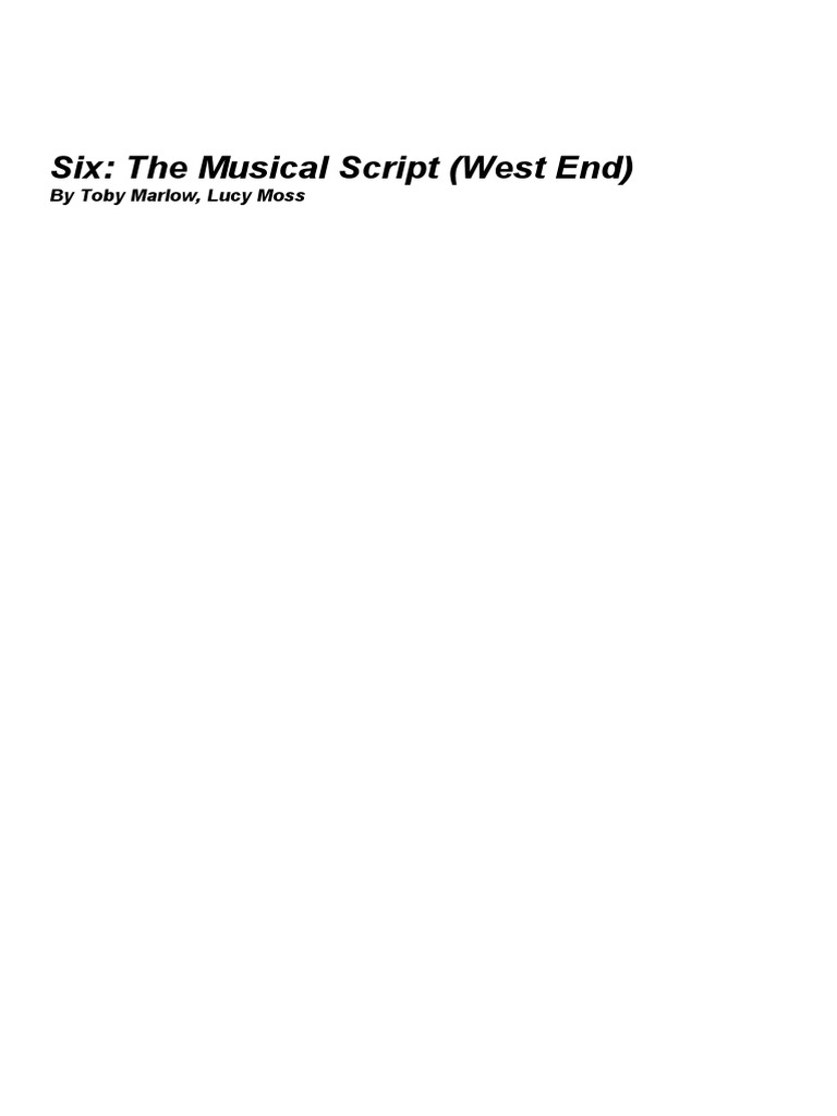 Six - The Musical Script | PDF | Anne Boleyn