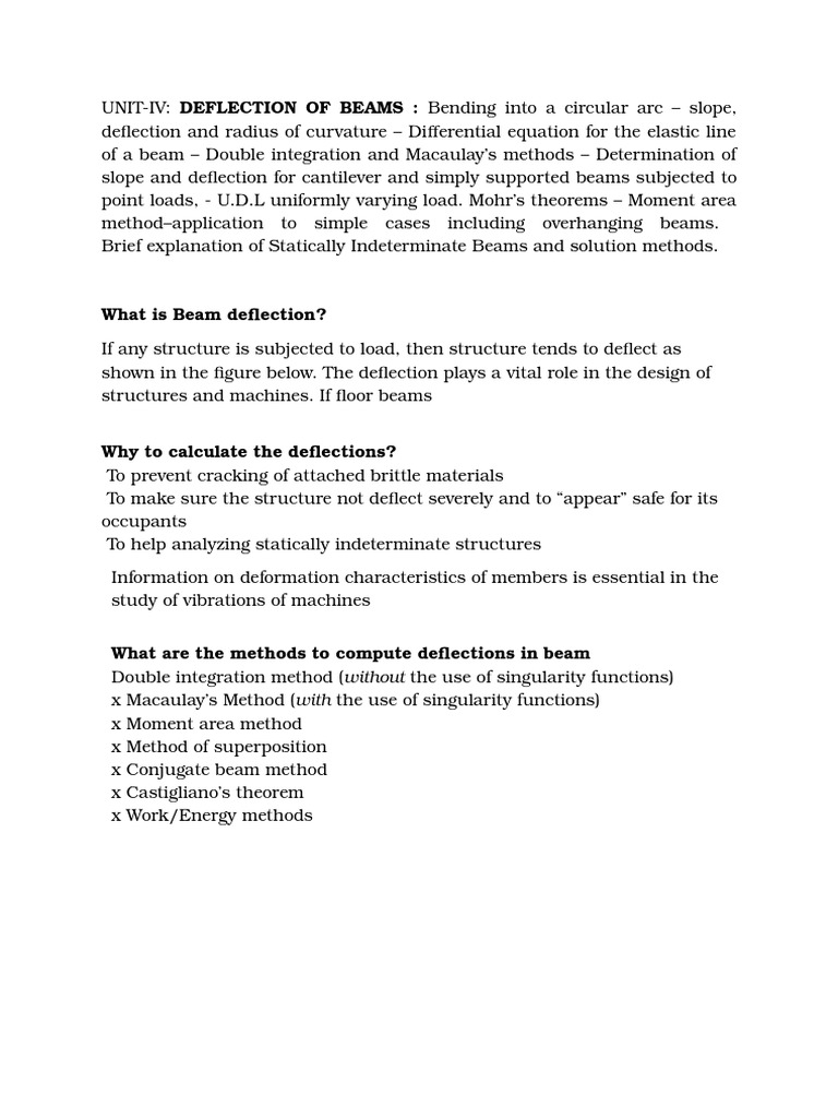 Deflection of Beams PDF | PDF | Beam (Structure) | Bending