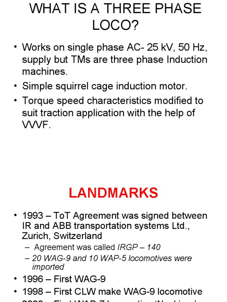 What is a three phase loco | PDF | Electric Motor | Locomotives