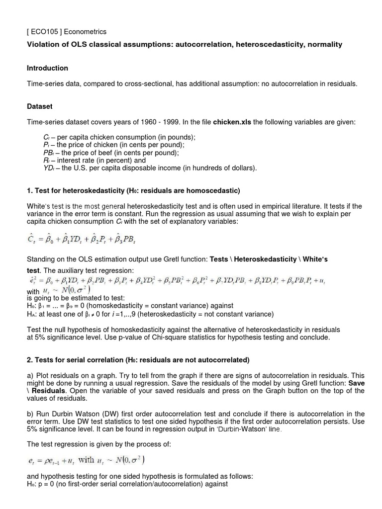 OLS Assumption Tests in Econometrics | PDF | Multicollinearity ...