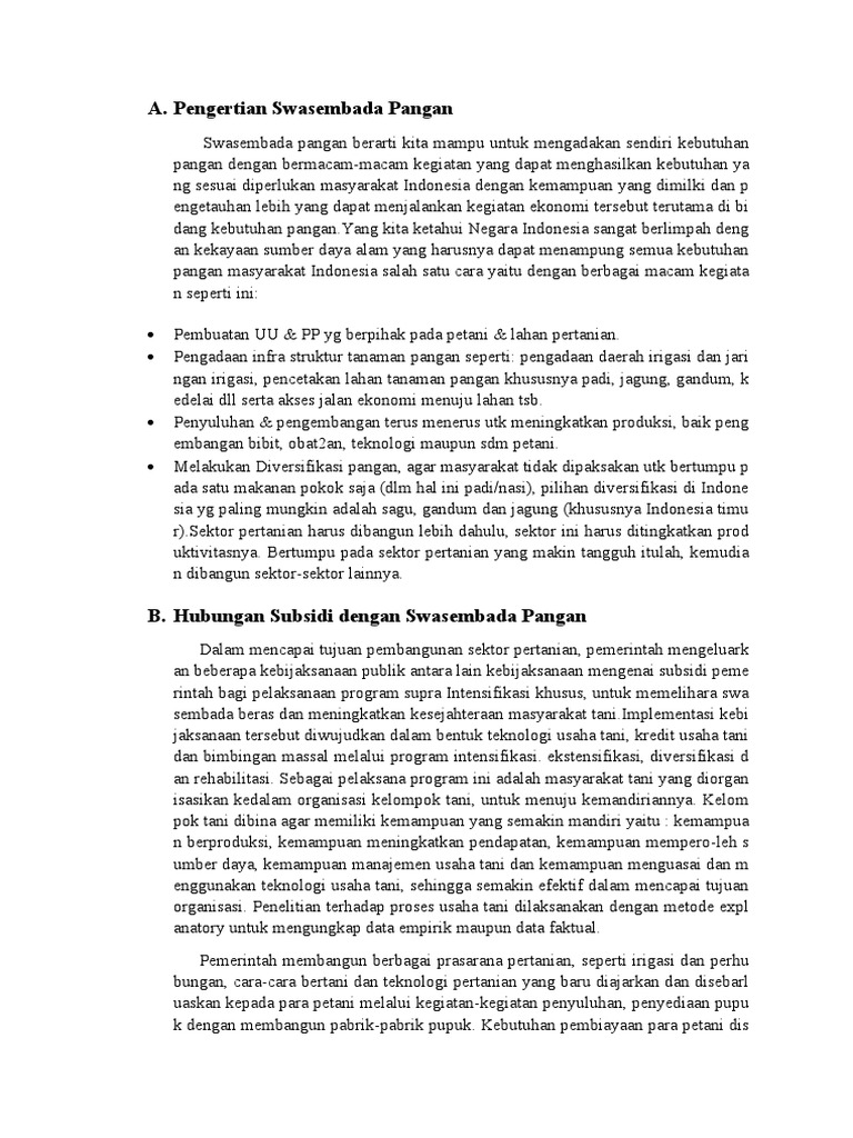 Swasembada Pangan | PDF