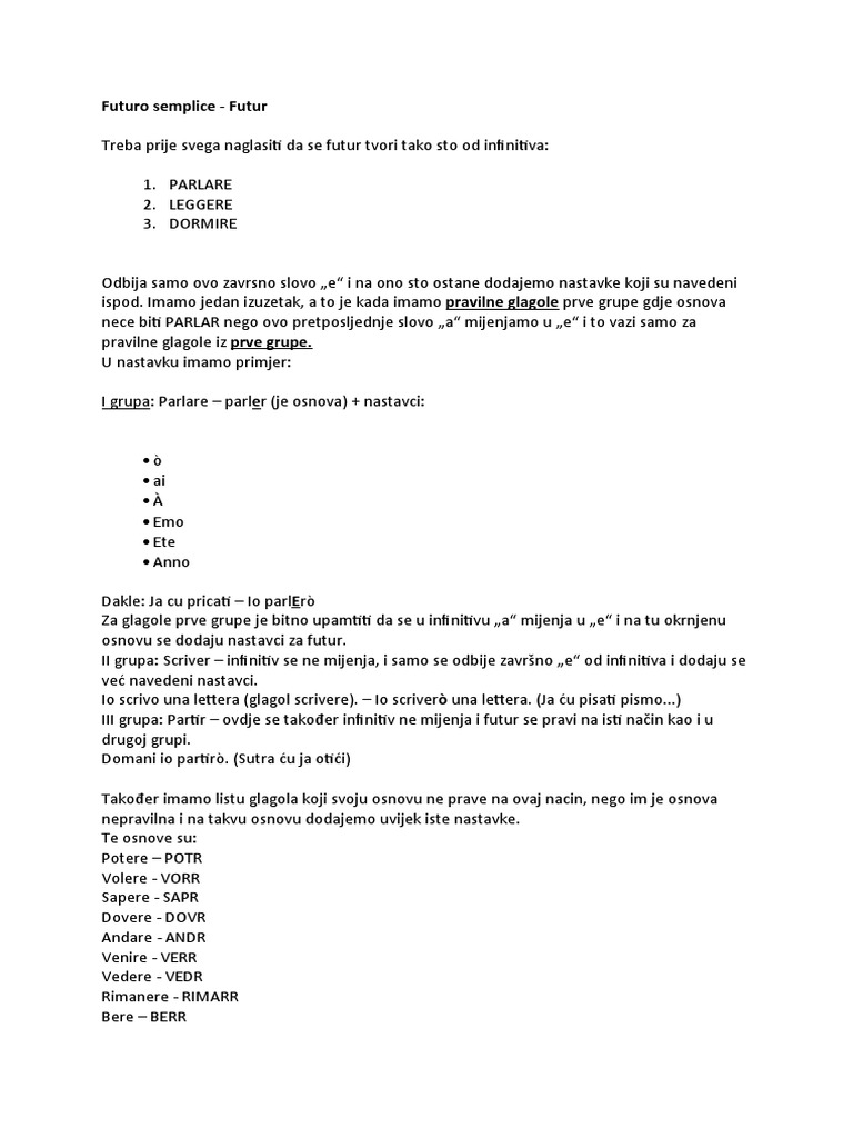 Futuro Semplice | PDF