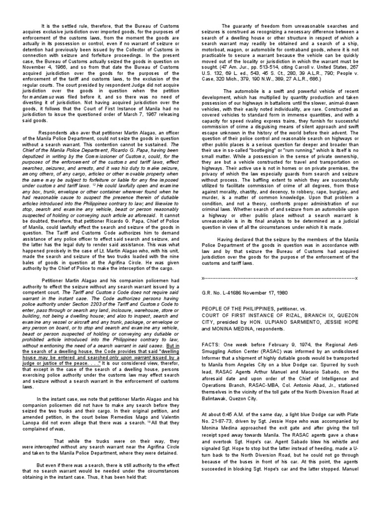 Alvarez v. CFI - Consti Digest | PDF | Search And Seizure | Search Warrant