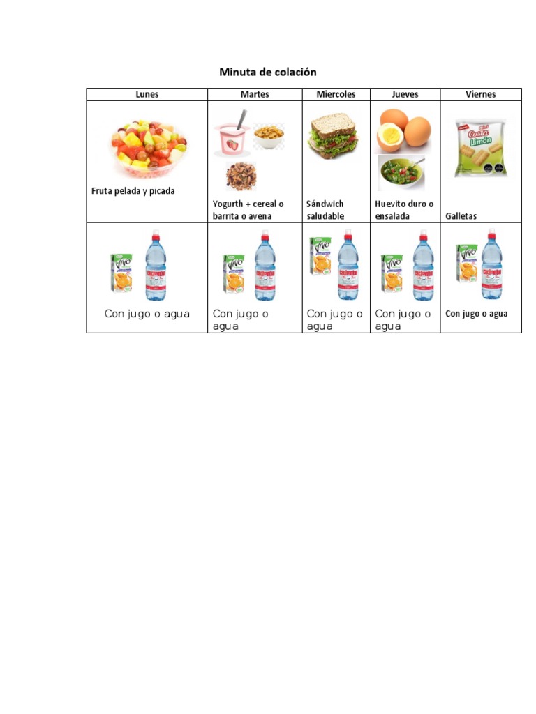 Minuta Pre Escolar | PDF